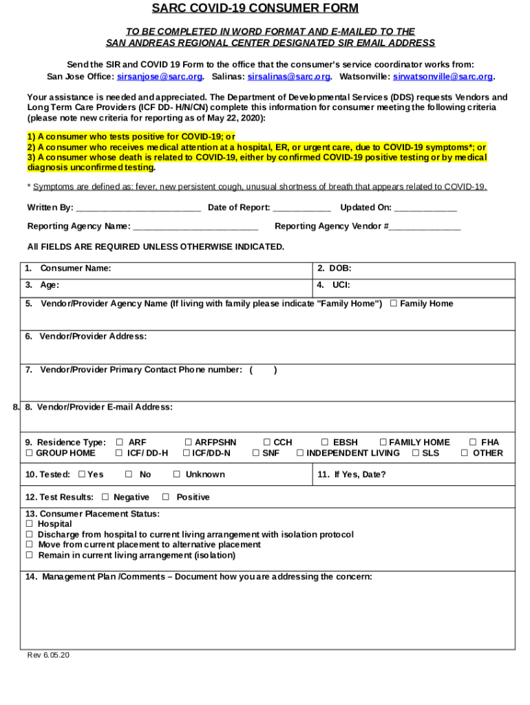 sarc covid-19 consumer - San Andreas Regional Center Doc Template ...