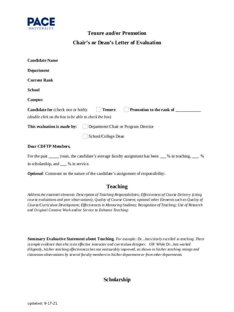 Chapter 3: Faculty Appointment, Promotion, and Tenure Doc Template ...