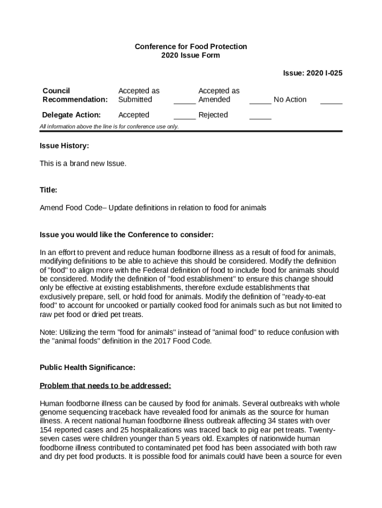 Amend Food Code- Update definitions in relation to food for animals Doc ...