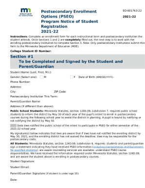 Postsecondary Enrollment Options (PSEO) Early/Middle ... Doc Template ...