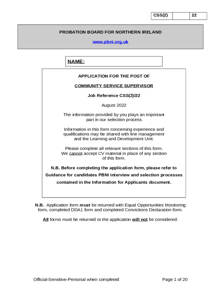 Probation Board for Northern Ireland's Post Doc Template | pdfFiller