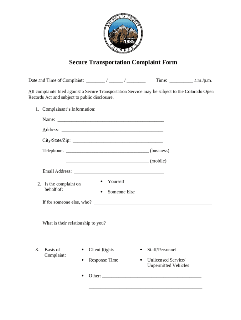 Secure Transportation Post Transport Policies and ... Doc Template ...