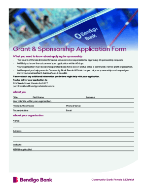 Fillable Online Grant & Sponsorship Application Form Fax Email Print ...