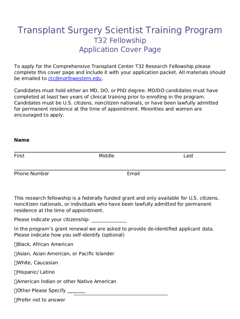 How to ApplyUCSF T32 Research Training in Transplant Surgery Doc Template | pdfFiller