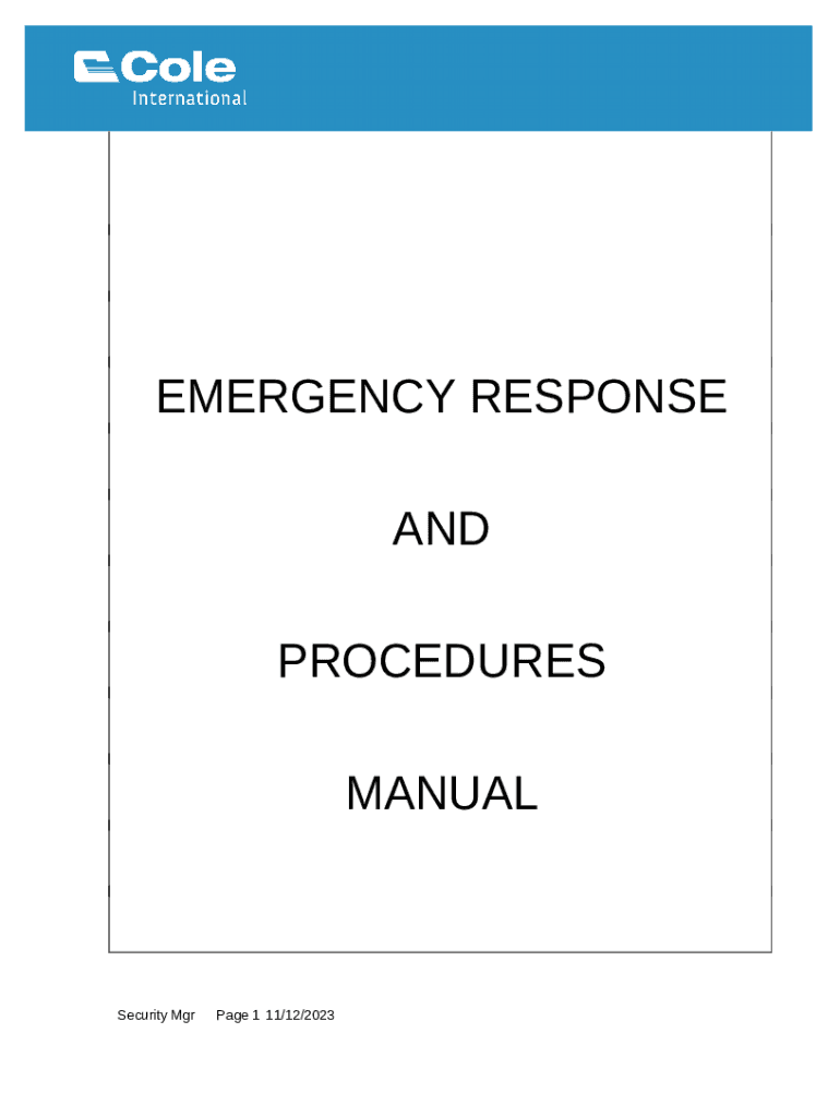 EMERGENCY MANAGEMENT EMERGENCY RESPONSE BY ... Doc Template | pdfFiller
