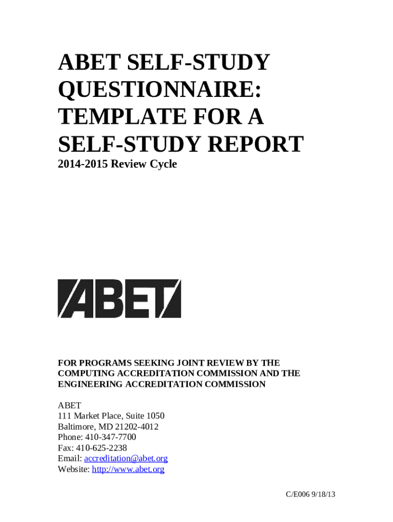Download Self Study Questionnaire template Version 1.0 Doc Template ...
