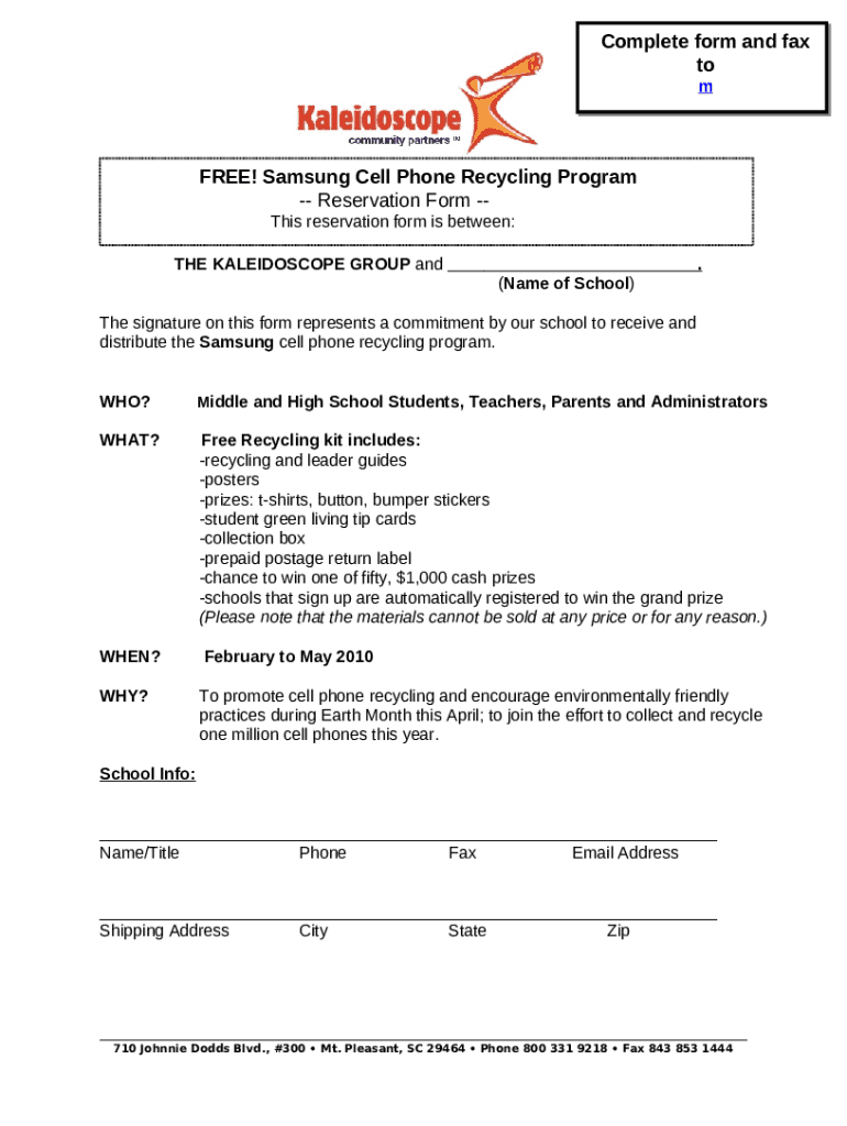 FREE! Samsung Cell Phone Recycling Program Doc Template | pdfFiller