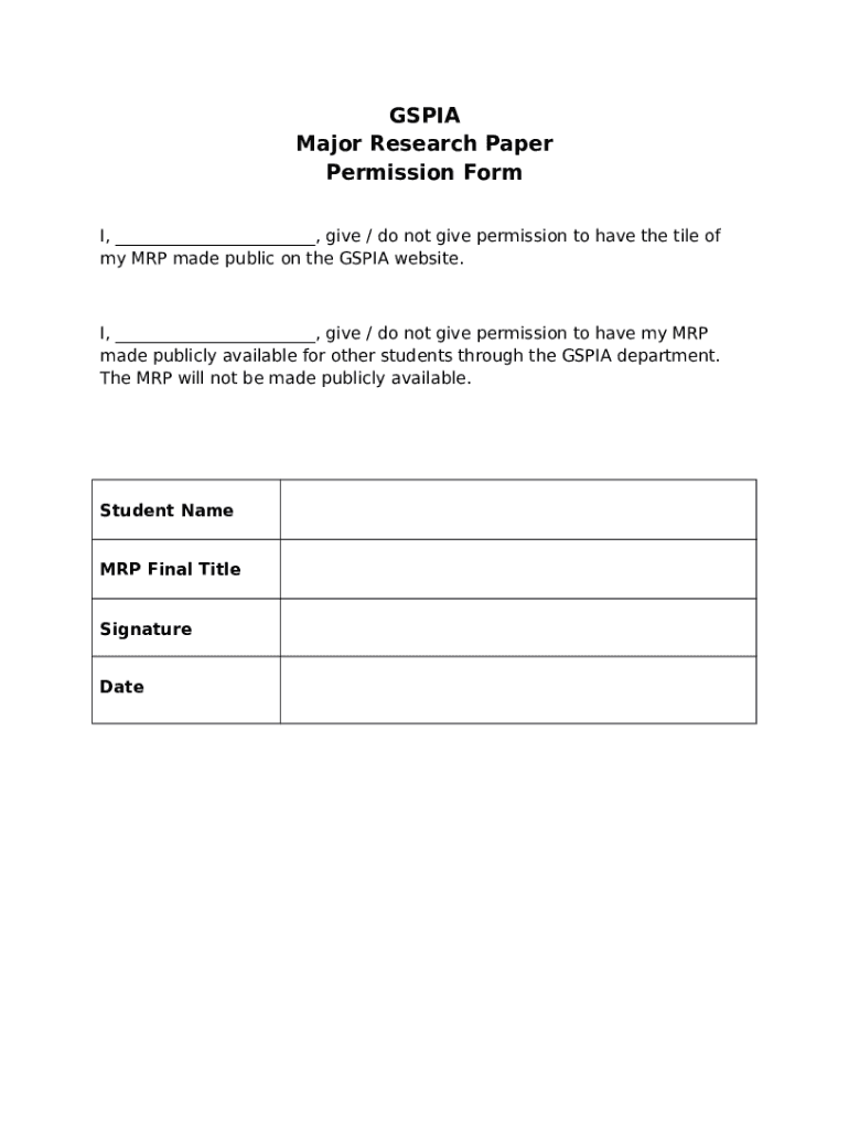 MRP Permission Doc Template | pdfFiller