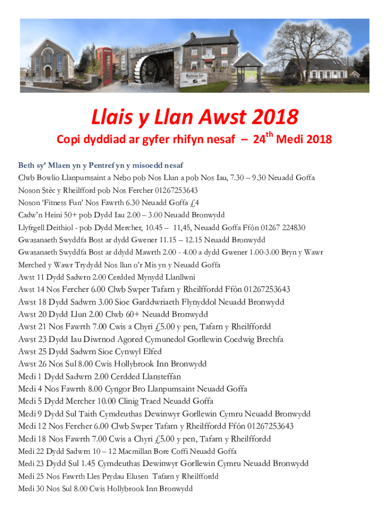 Fillable Online Llais y Pentref - Llanpumsaint Community Information ...