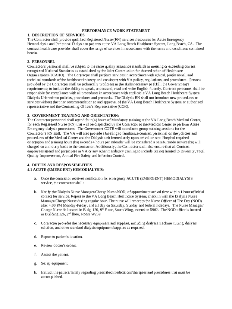 Hemodialysis and Peritoneal Dialysis Services Doc Template | pdfFiller