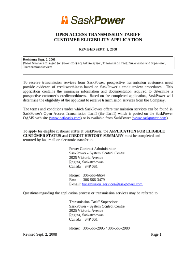 Pro a Open Access Transmission Tariff Doc Template | pdfFiller