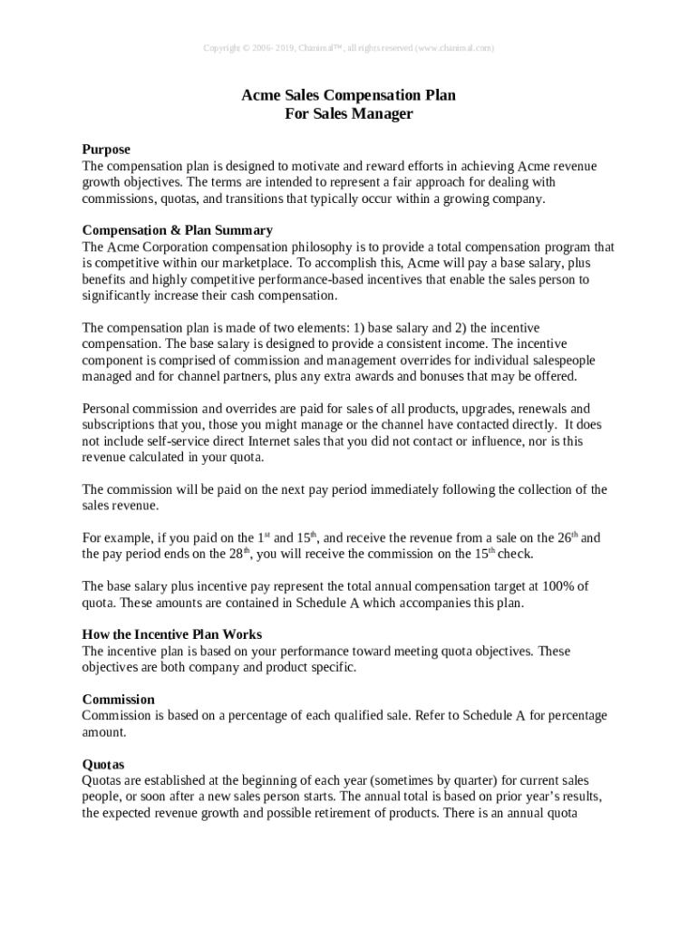 An advantage of a commission salary compensation plan ... Doc Template ...