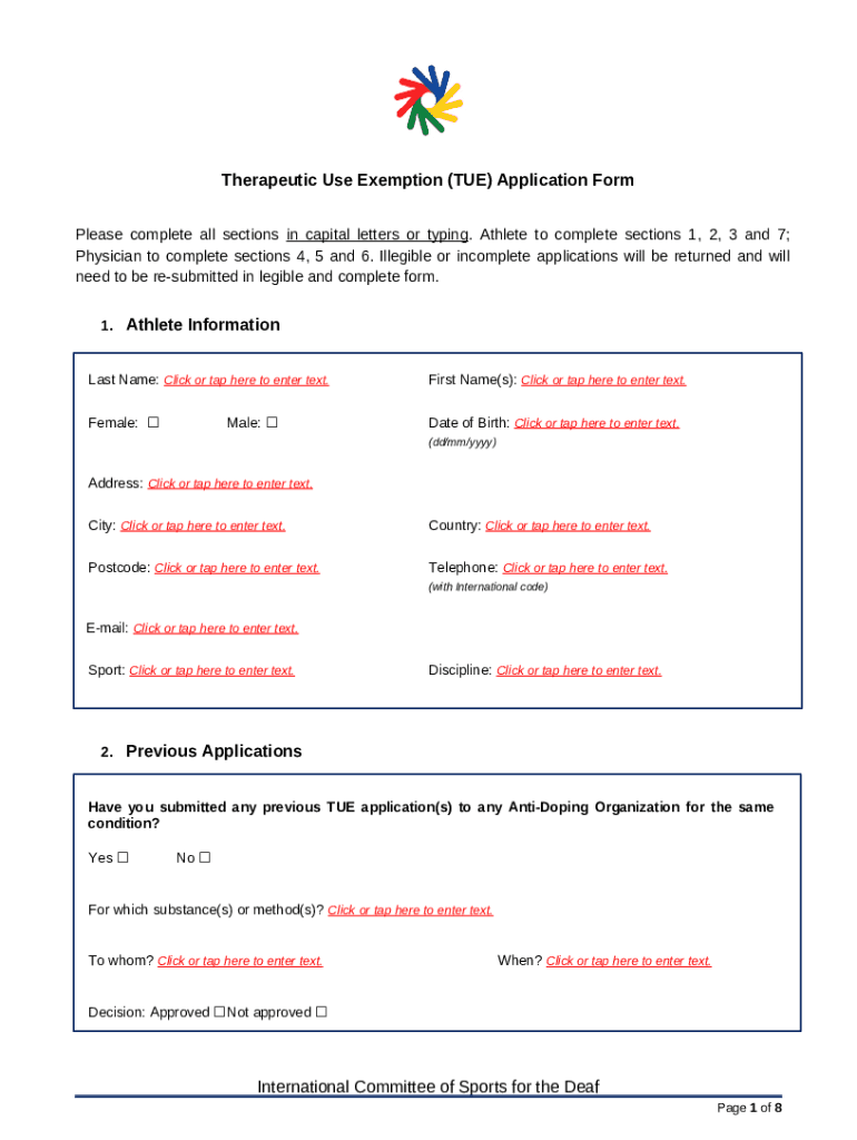 SOLUTION: Therapeutic use exemption tue application Doc Template ...