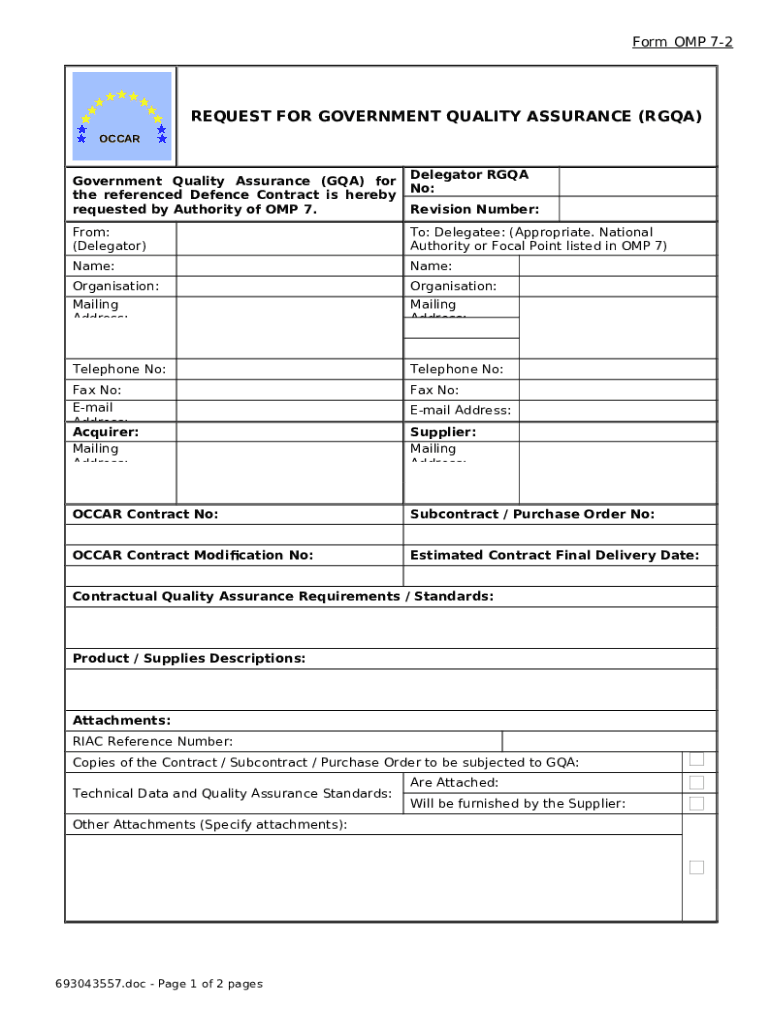 OMP 7-2. RGQAR Doc Template | pdfFiller
