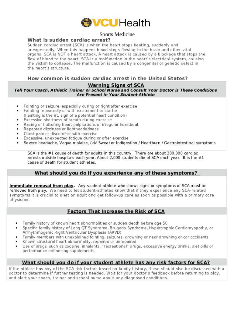 VCU Cardiac Arrest SCA Final Copy (1) Doc Template | pdfFiller