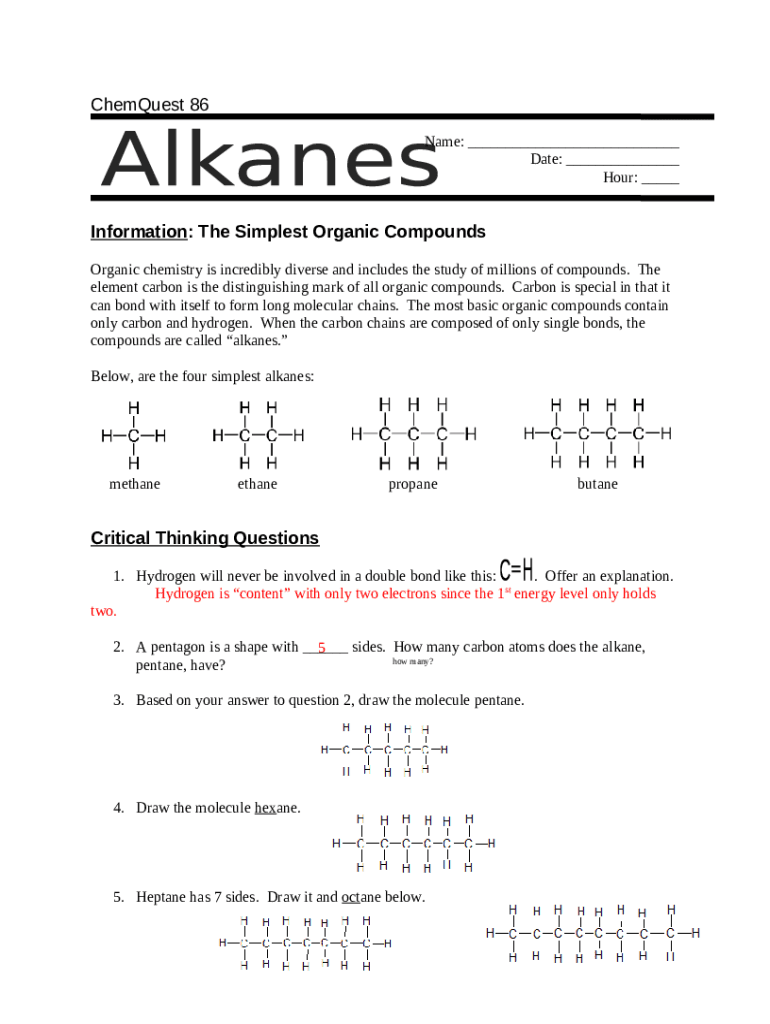 Ination: The Simplest Organic Compounds - Studylib Doc Template | pdfFiller