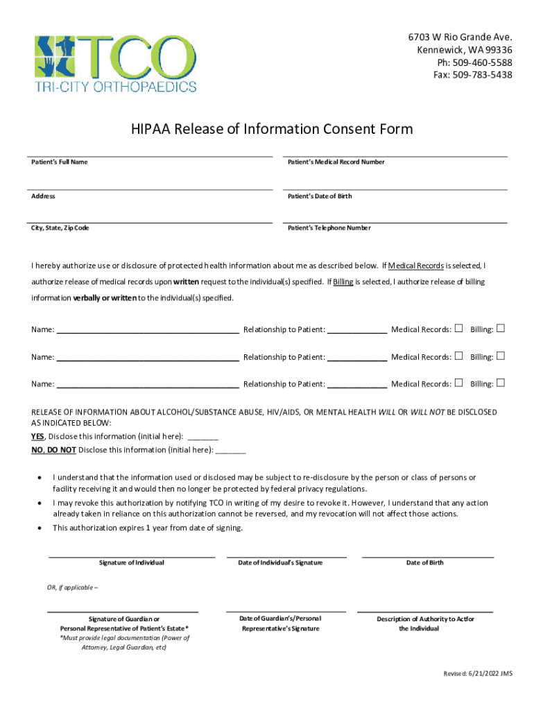 Fillable Online TCO Patient Forms & Registration PacketsTri-Cities, WA ...