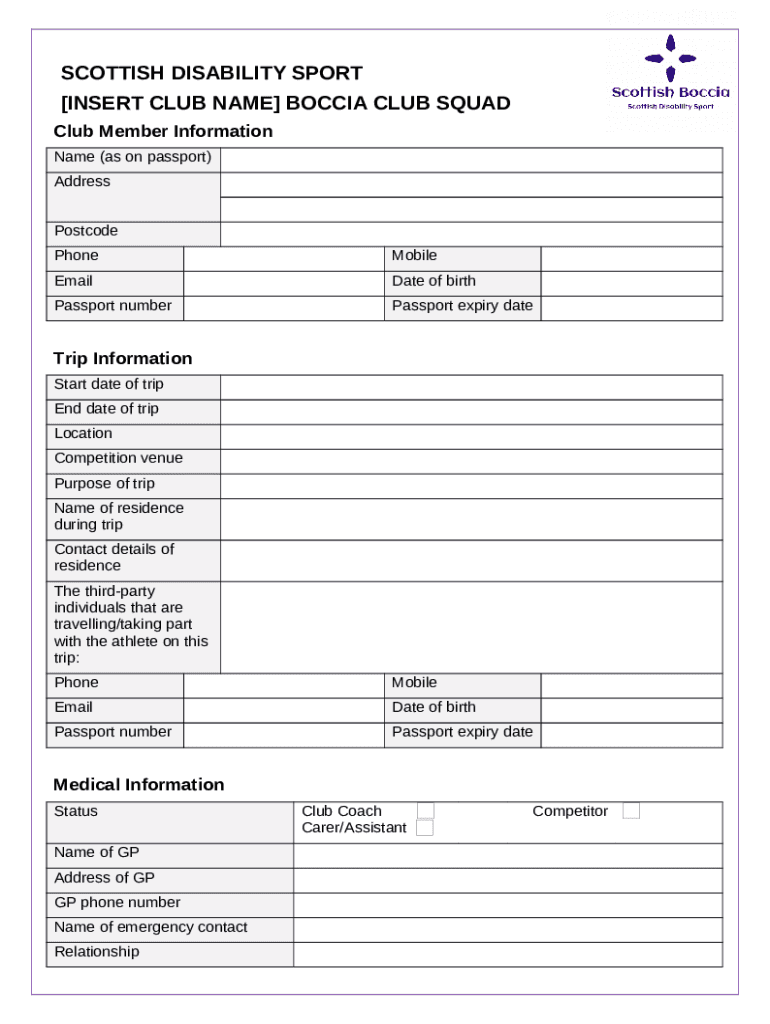 insert club name boccia club squad Doc Template | pdfFiller