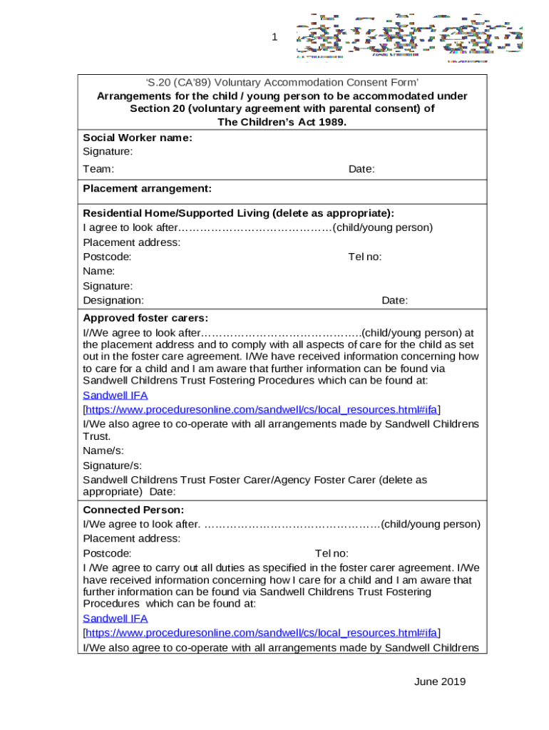 Section 20 Consent s For Parents and Children Doc Template | pdfFiller
