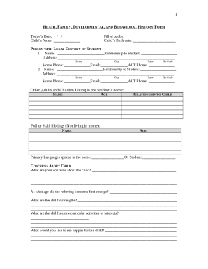 Child Intake IDENTIFYING INATION Child's Name Doc Template | pdfFiller
