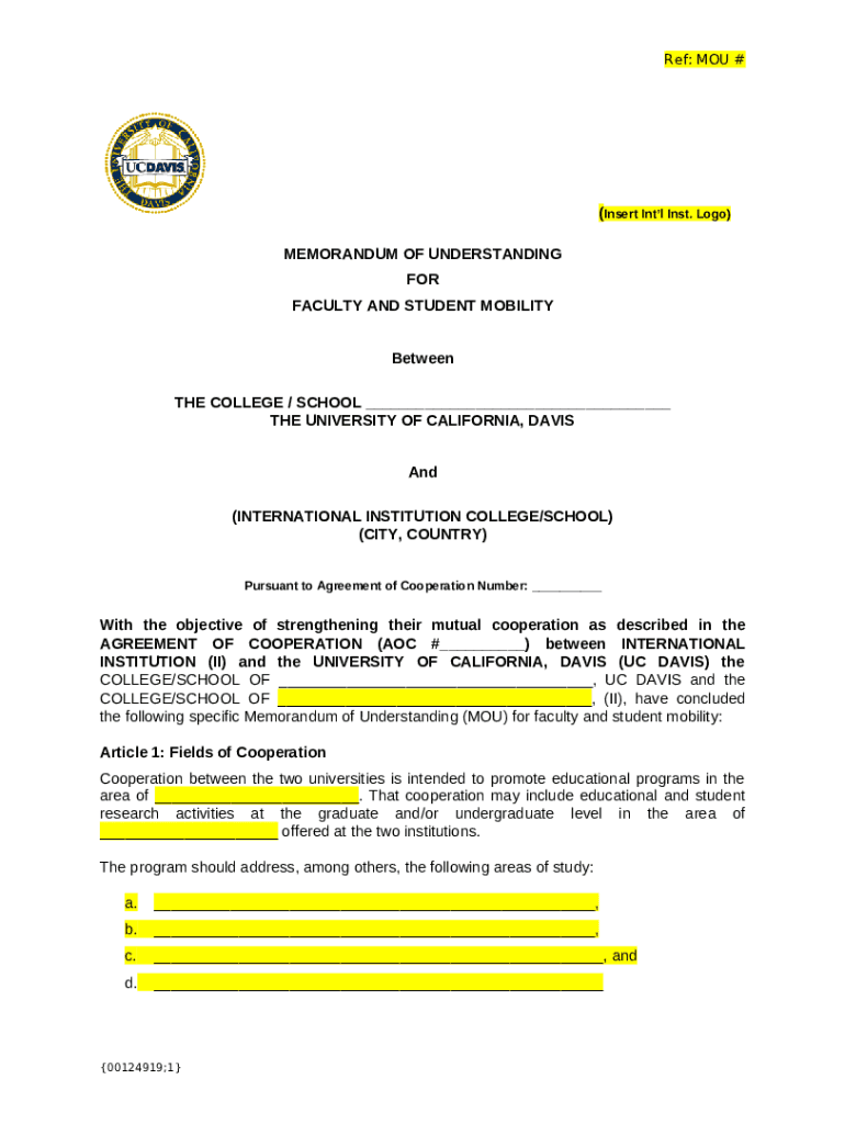 MOU Faculty and Student Mobility Template 20170217.docx. MOU Faculty ...