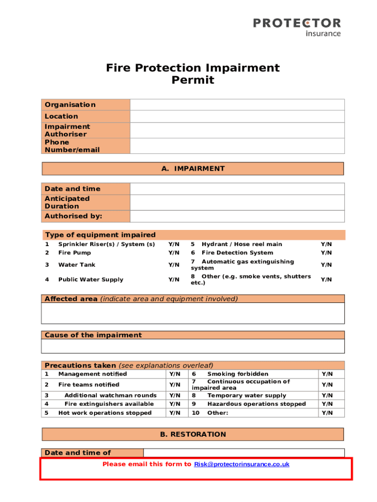 MSI Impairment notification Doc Template | pdfFiller