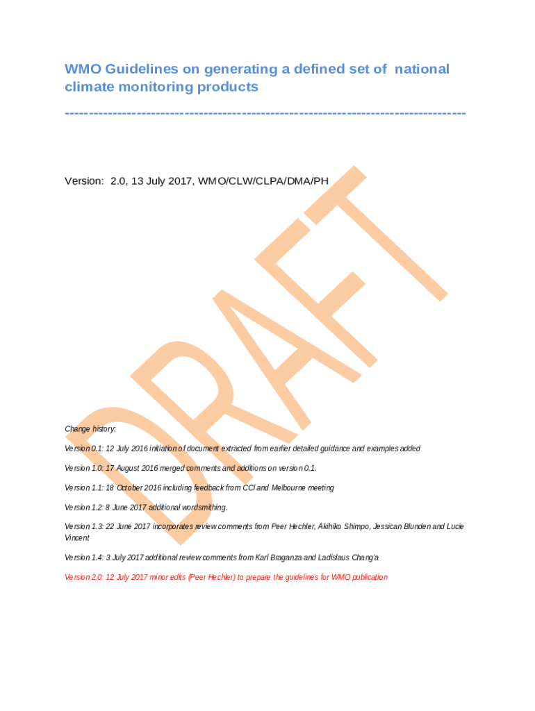 WMO Guidelines on Generating a Defined Set of National ... Doc Template | pdfFiller