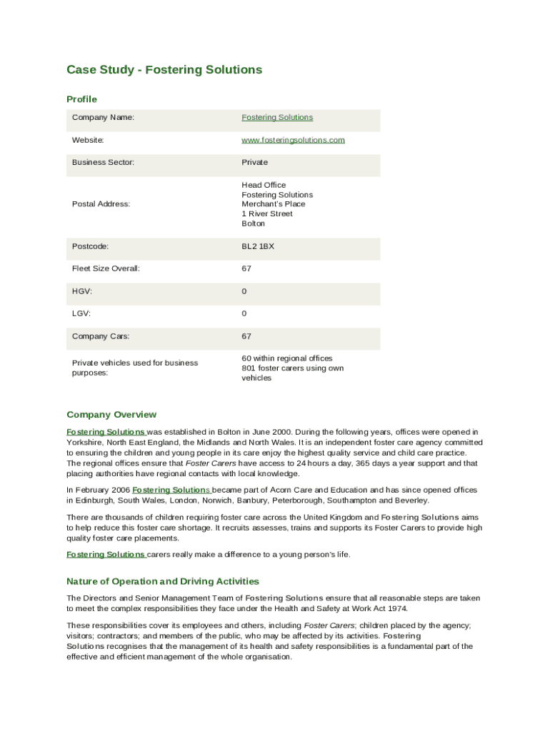 Case Study - Fostering Solutions Doc Template | pdfFiller