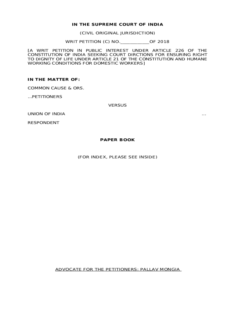 WRIT PETITION (CIVIL) NO. 1031 OF 2019 PETITIONER ... Doc Template ...