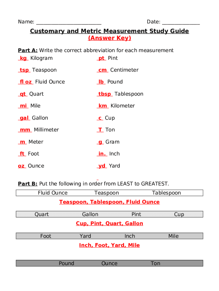 Cup Millimeter Gram Pint Centimeter Kilogram Quart ... Doc Template ...