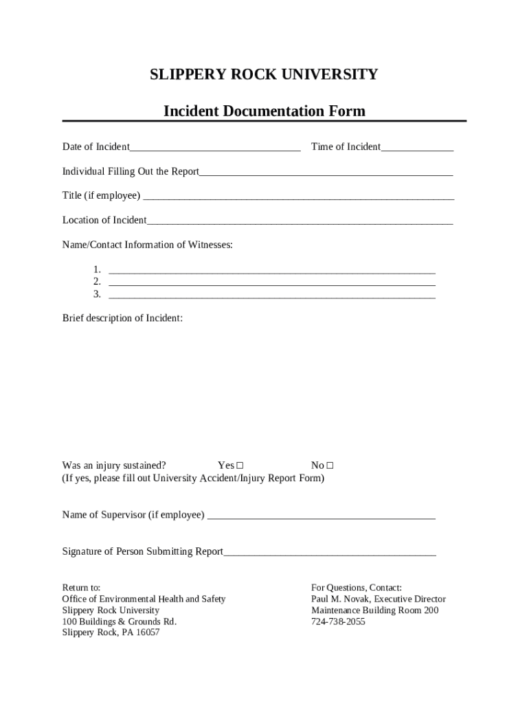 SRU Incident Report (Non-injury) Doc Template | pdfFiller