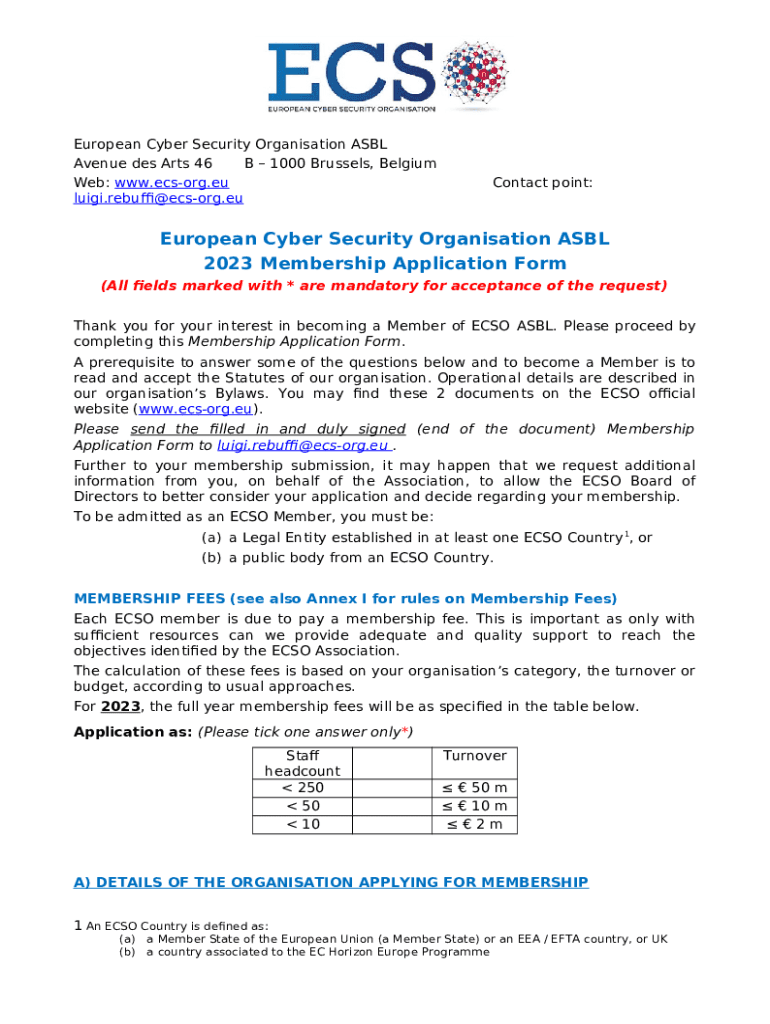Online European Cyber Security Organisation ASBL Doc Template | pdfFiller