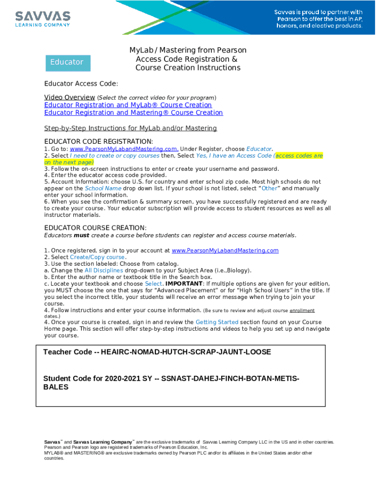 Students, register for Mastering A&P - MyLab - Pearson Doc Template ...