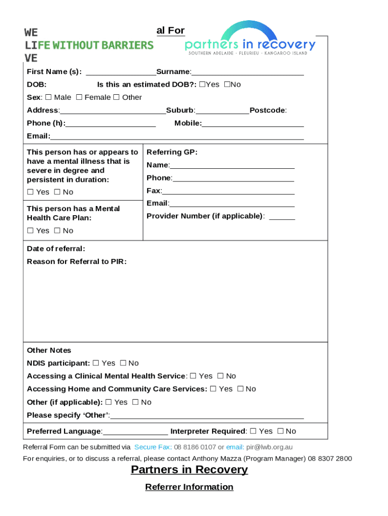 General Practitioner Referral ... Doc Template | pdfFiller