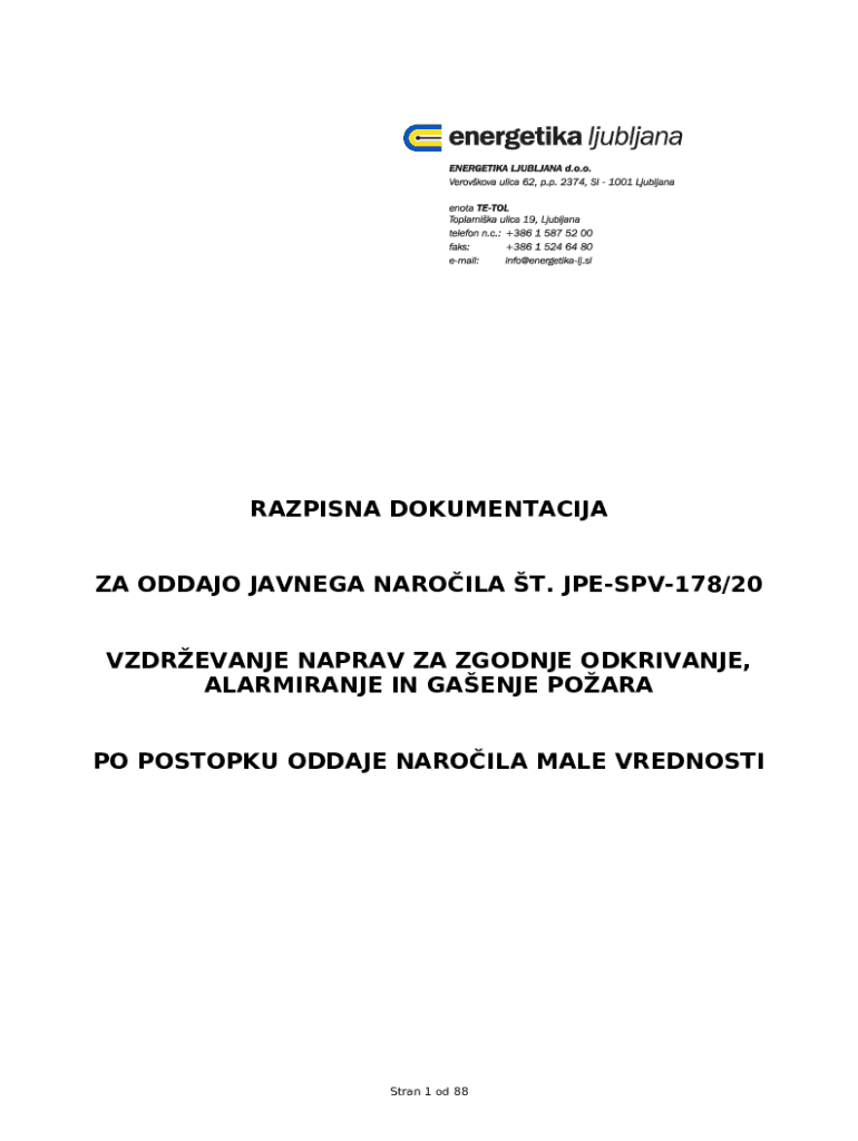 RAZPISNA DOKUMENTACIJA ZA ODDAJO JAVNEGA ... Doc Template | pdfFiller