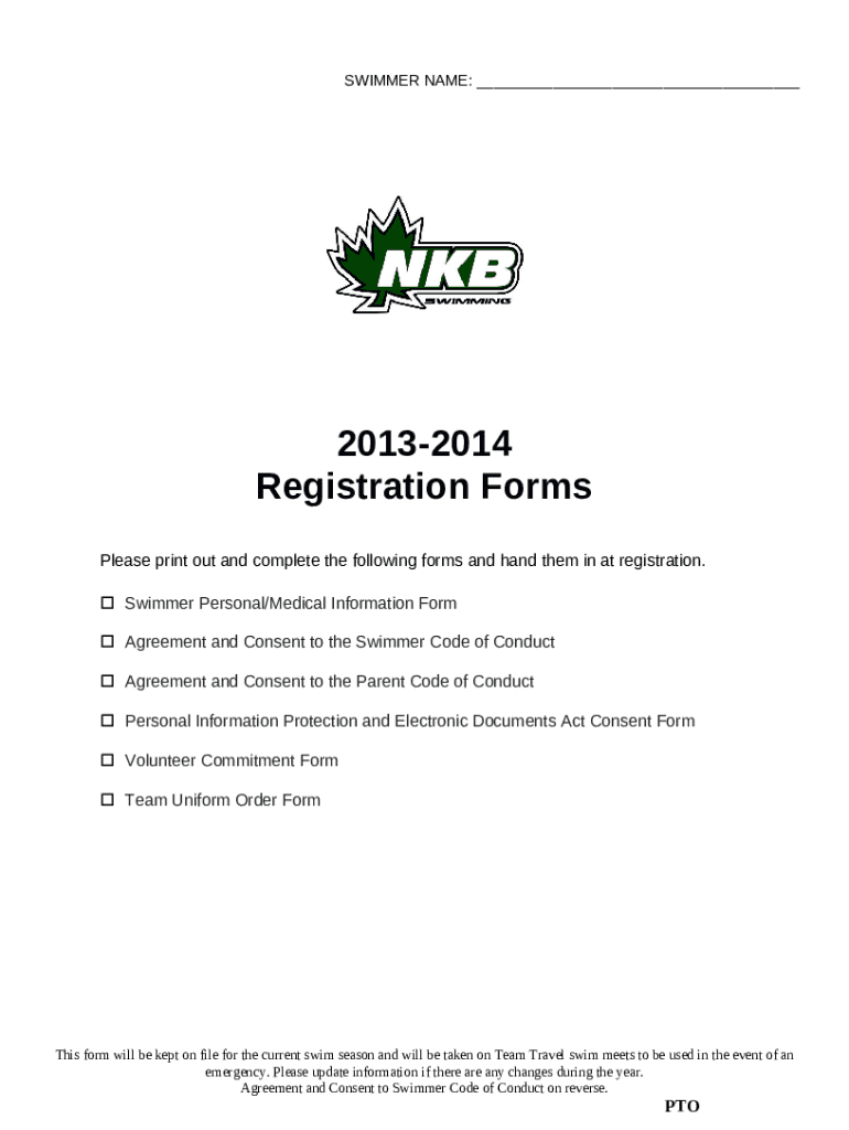 2013-2014 Registration s Doc Template | pdfFiller