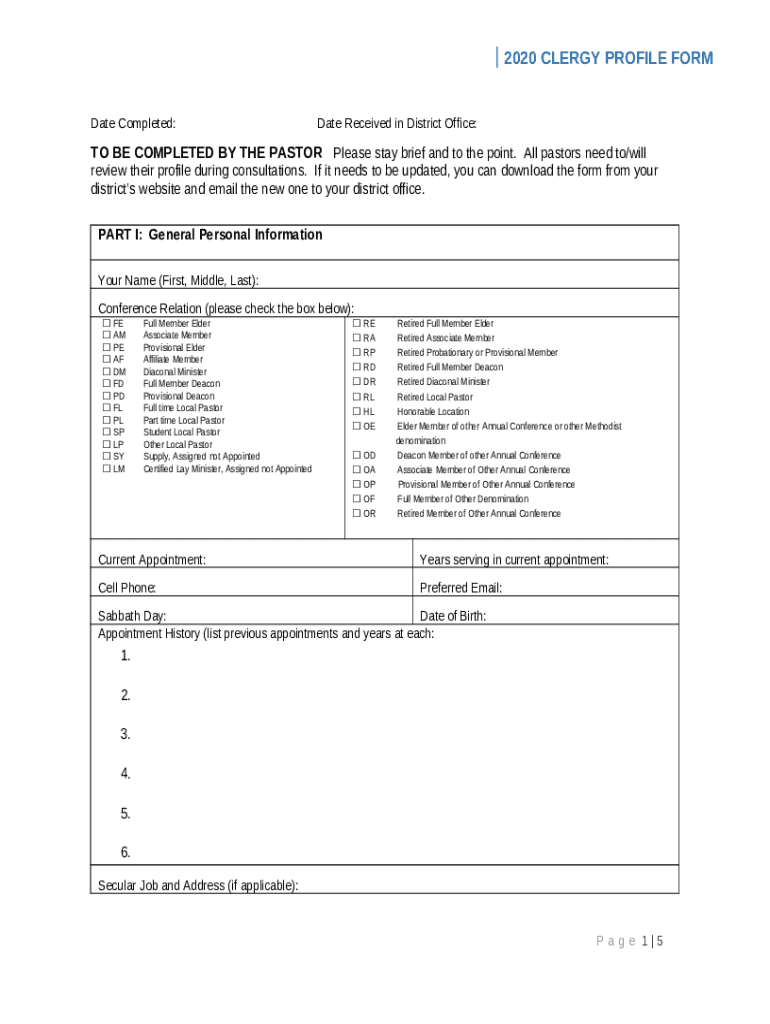 CLERGY PROFILE Doc Template | pdfFiller
