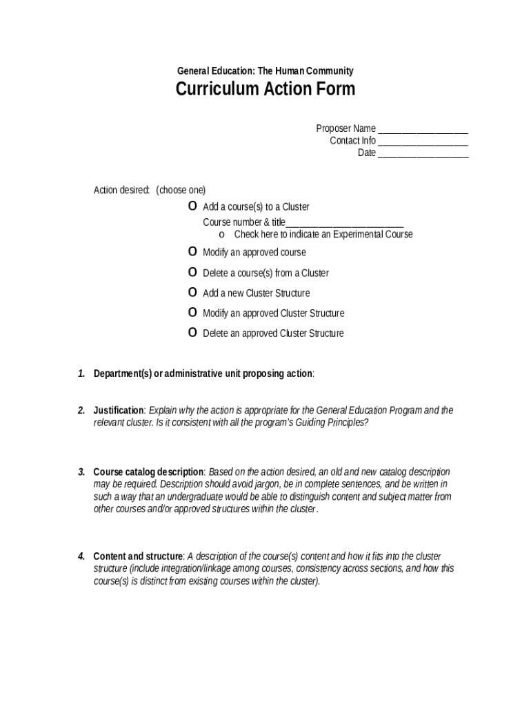 Curriculum Action Doc Template | pdfFiller