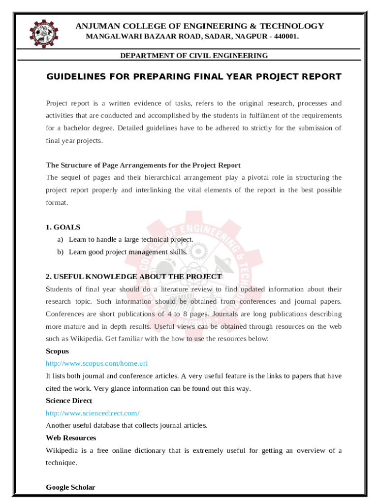 Guidelines for project. Doc Template | pdfFiller