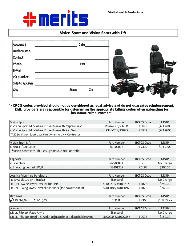Fillable Online Merits Health Vision Sport - Full Size Power ...