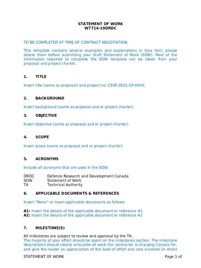 Drafting + Negotiating #Winning Statements of Work (SOW) Doc Template ...