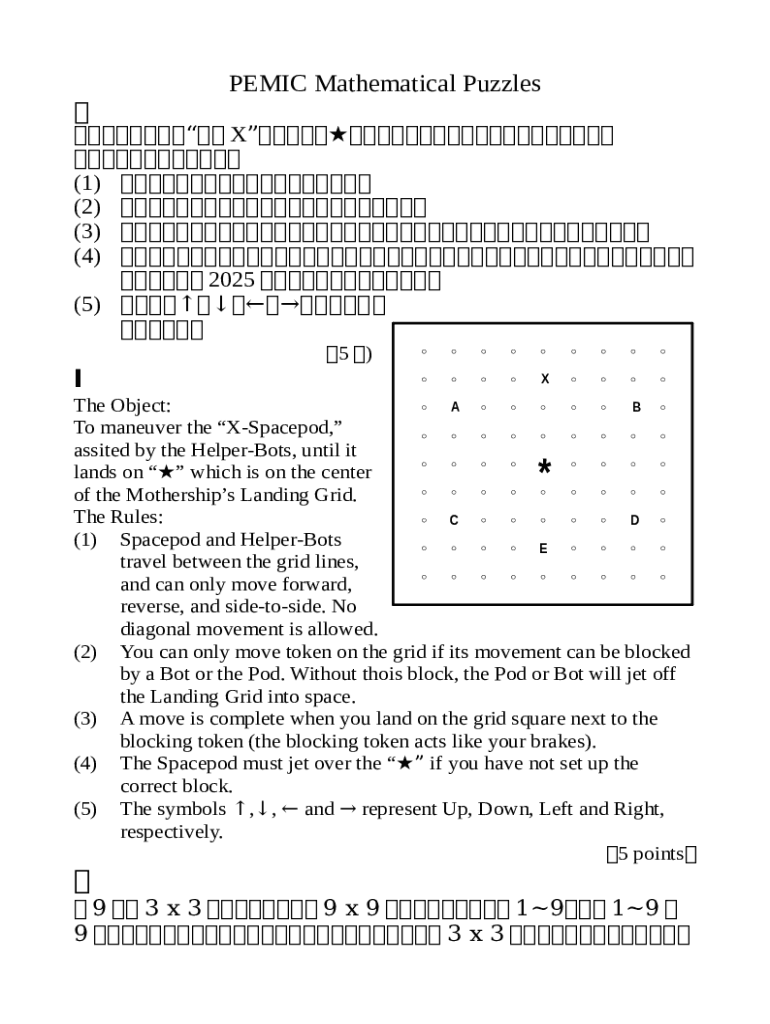 PEMIC Mathematical Puzzles Doc Template PdfFiller PEMIC Mathematical Puzzles Doc Template PdfFiller