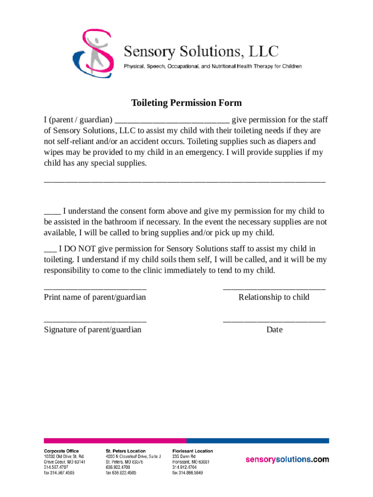 ADL and Toileting Permission for P and P Doc Template | pdfFiller