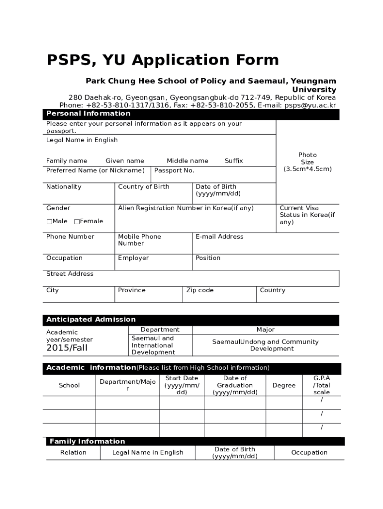 Psps Application PDF Doc Template | pdfFiller