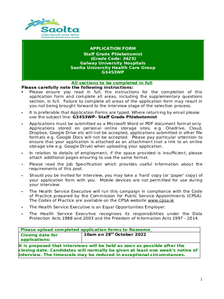 Saolta University Health Care Group's Post Doc Template | pdfFiller