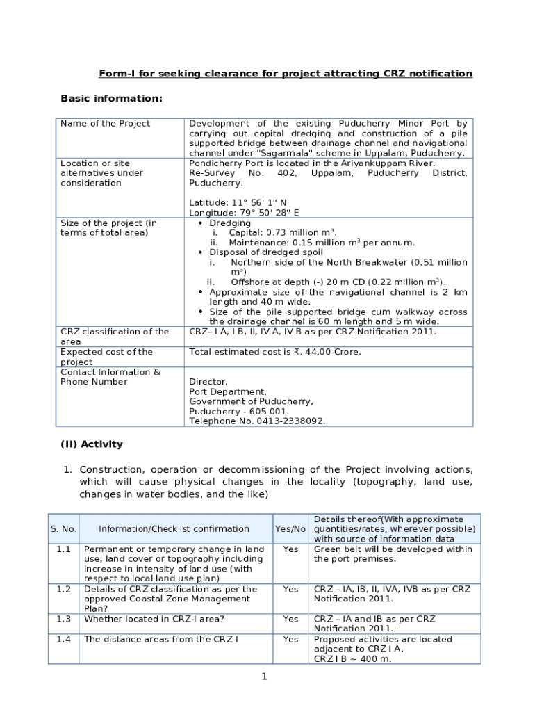 Application for CRZ Clearance New at Doc Template | pdfFiller