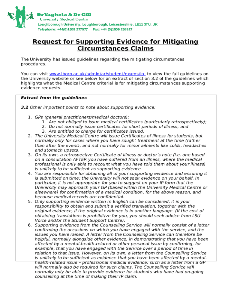 Mitigating Circumstances for University Doc Template | pdfFiller