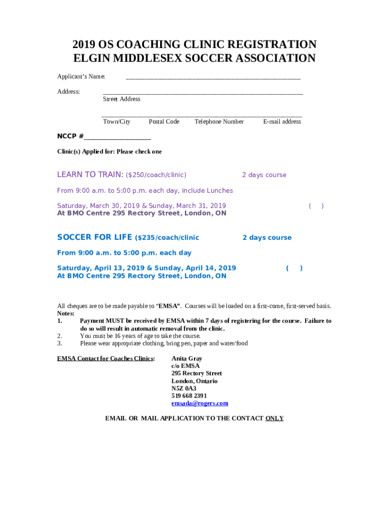 LDYSL COACHING CLINIC APPLICATION Doc Template | pdfFiller
