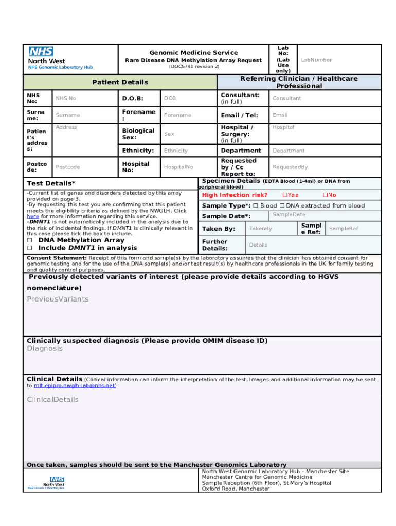 NHS Genomic Medicine Service Doc Template | pdfFiller