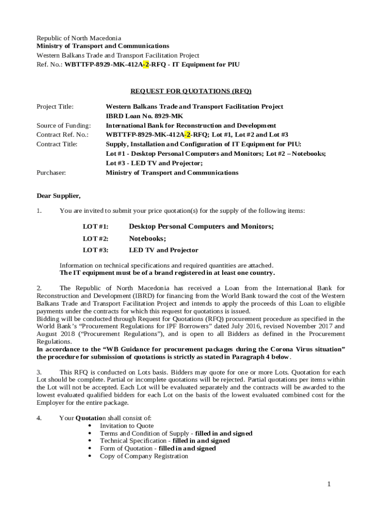 Western Balkans Trade and Transport Facilitation Project Doc Template | pdfFiller